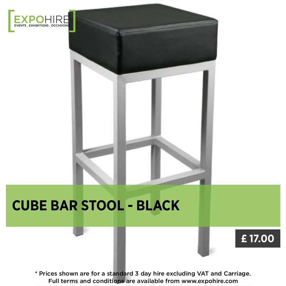 Cube Bar Stool Hire - Black • Expo Hire UK