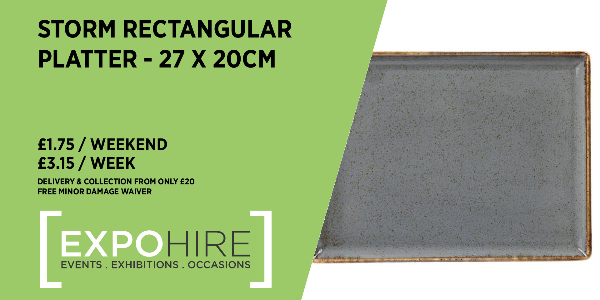 Storm Rectangular Platter Hire • £1.75 / 3 Days • Expo Hire