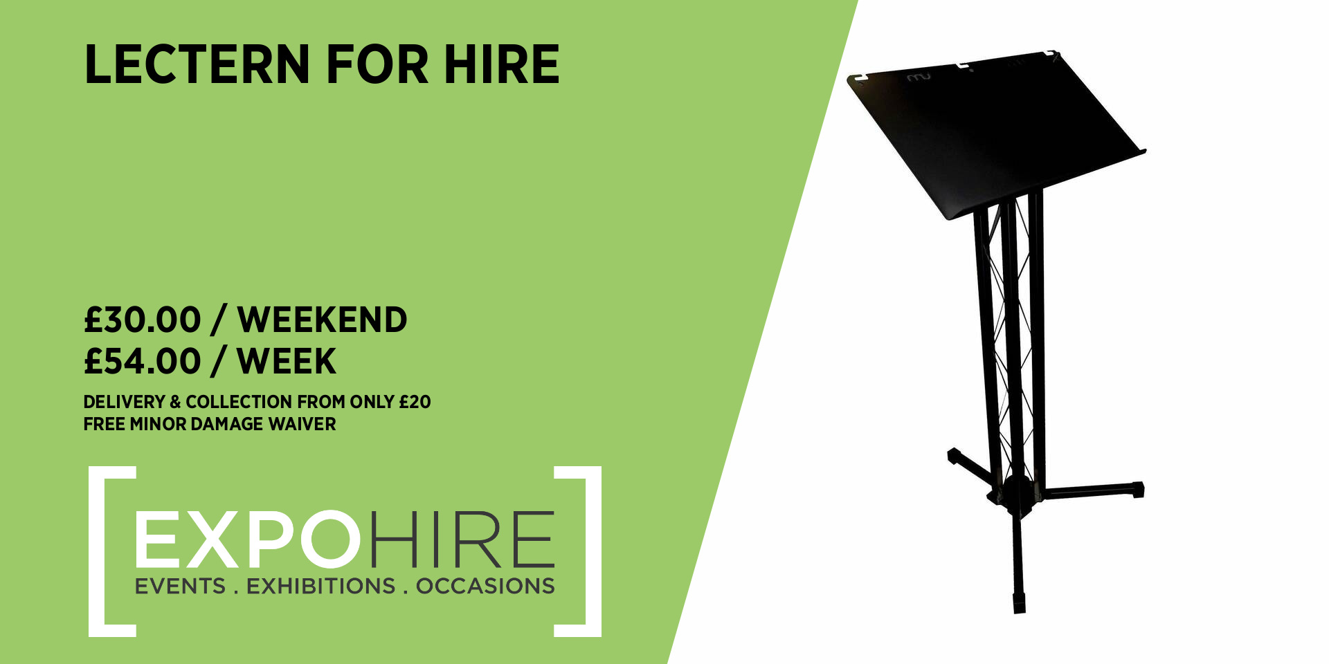 Lectern Hire for Events & Catering • £30 / 3 Days • Expo Hire