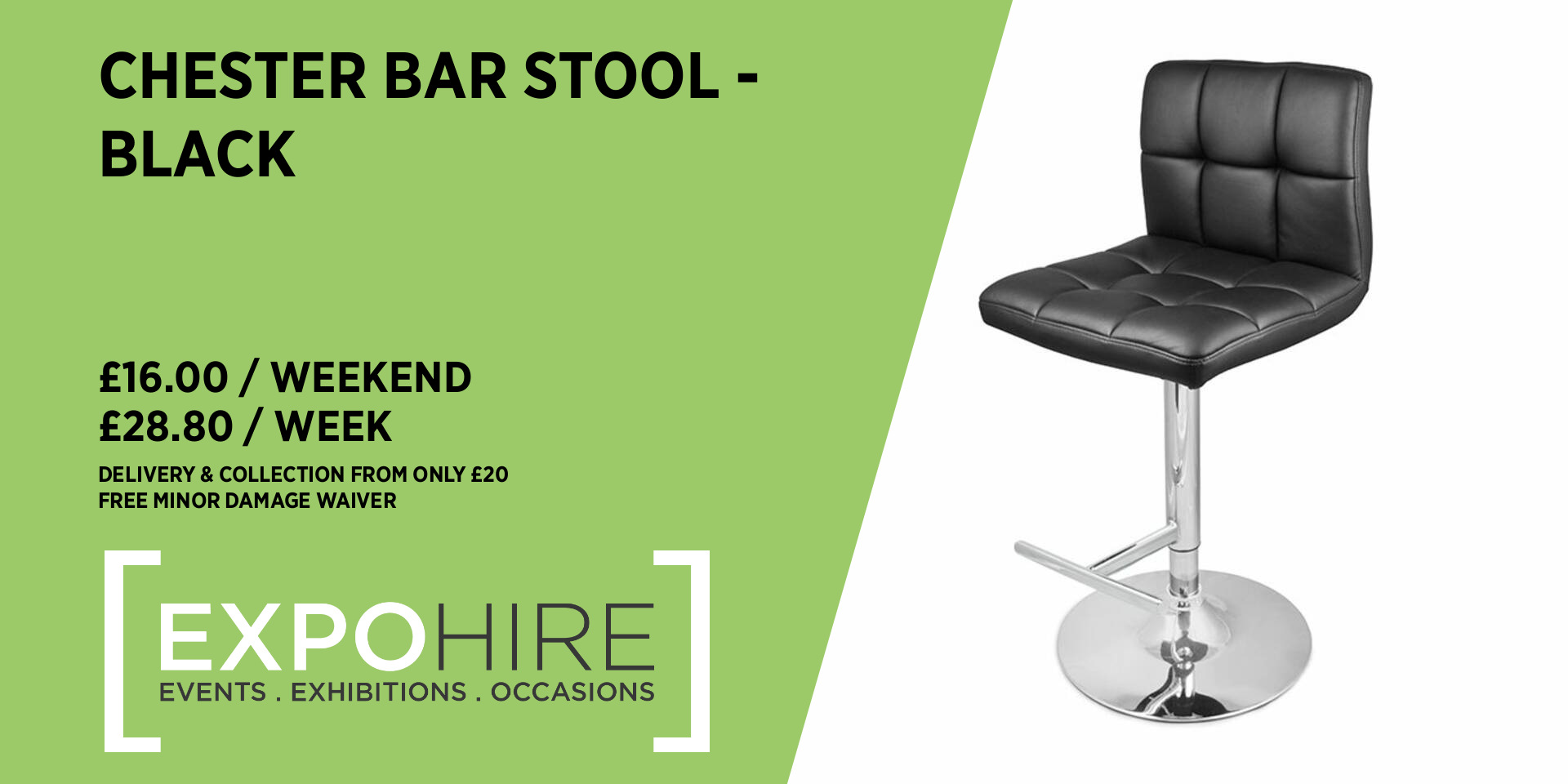 Chester Bar Stool Hire Black 1120mm Tall • Expo Hire