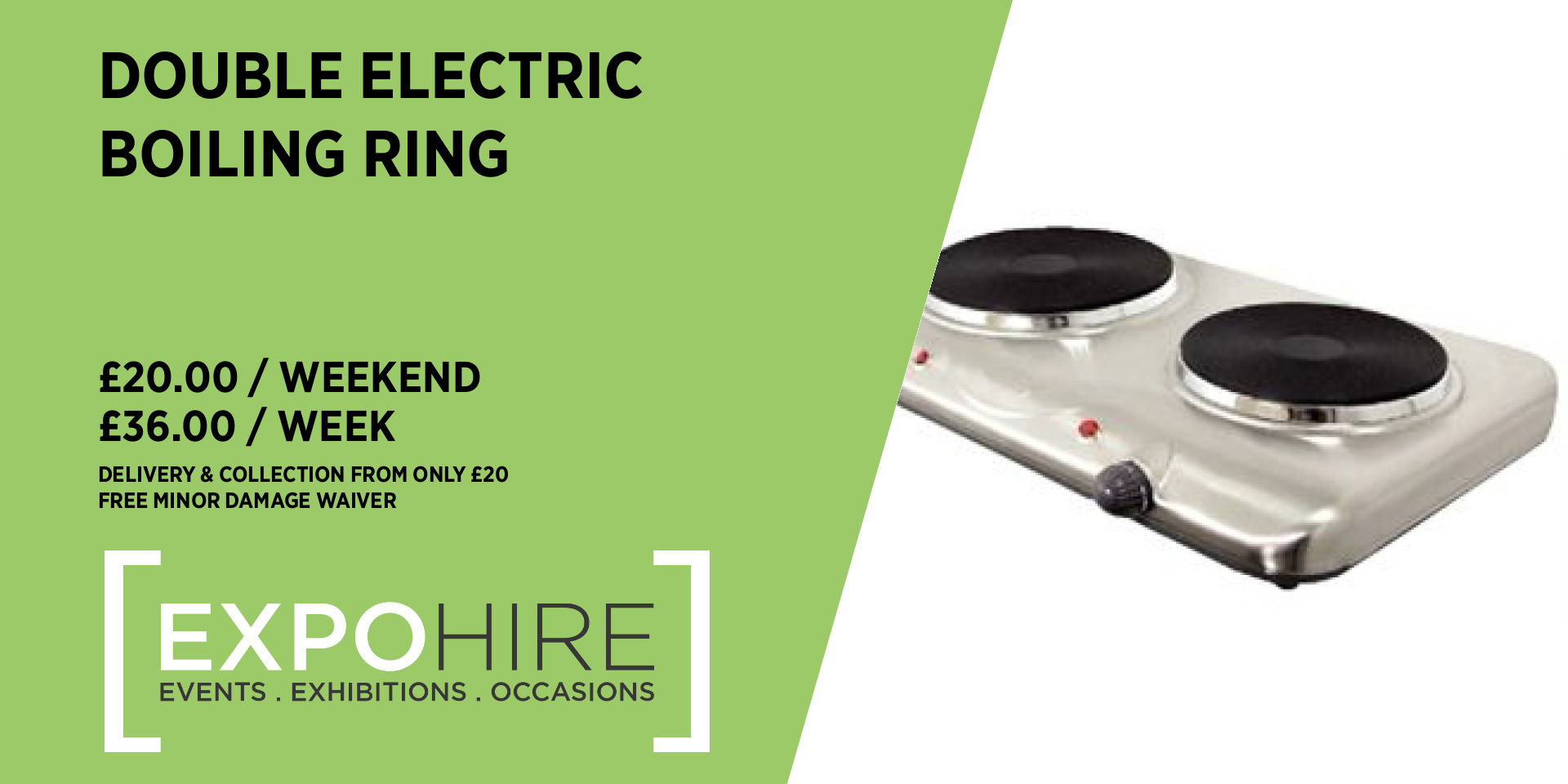 Double Boiling Ring Hire • Electric • £20 / 3 Days • Expo Hire