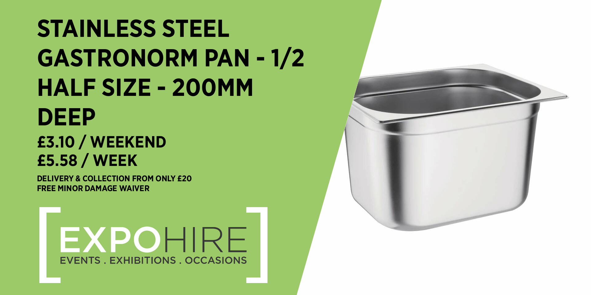 Stainless Steel Gastronorm Pan • 1/2 Half Size • 200mm Deep • £3.10 / 3 ...