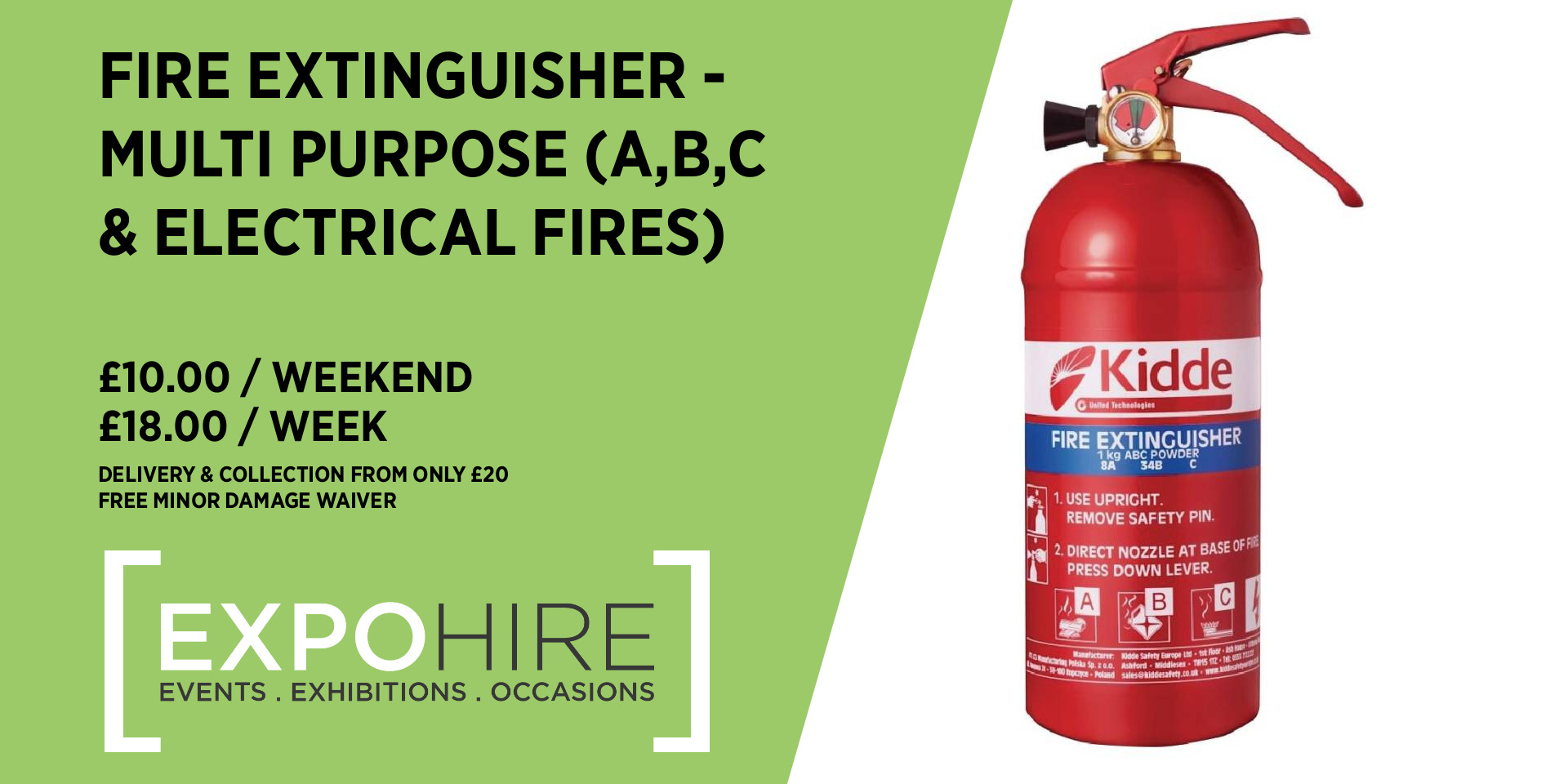 Fire Extinguisher Hire • £10 / 3 Days • Expo Hire